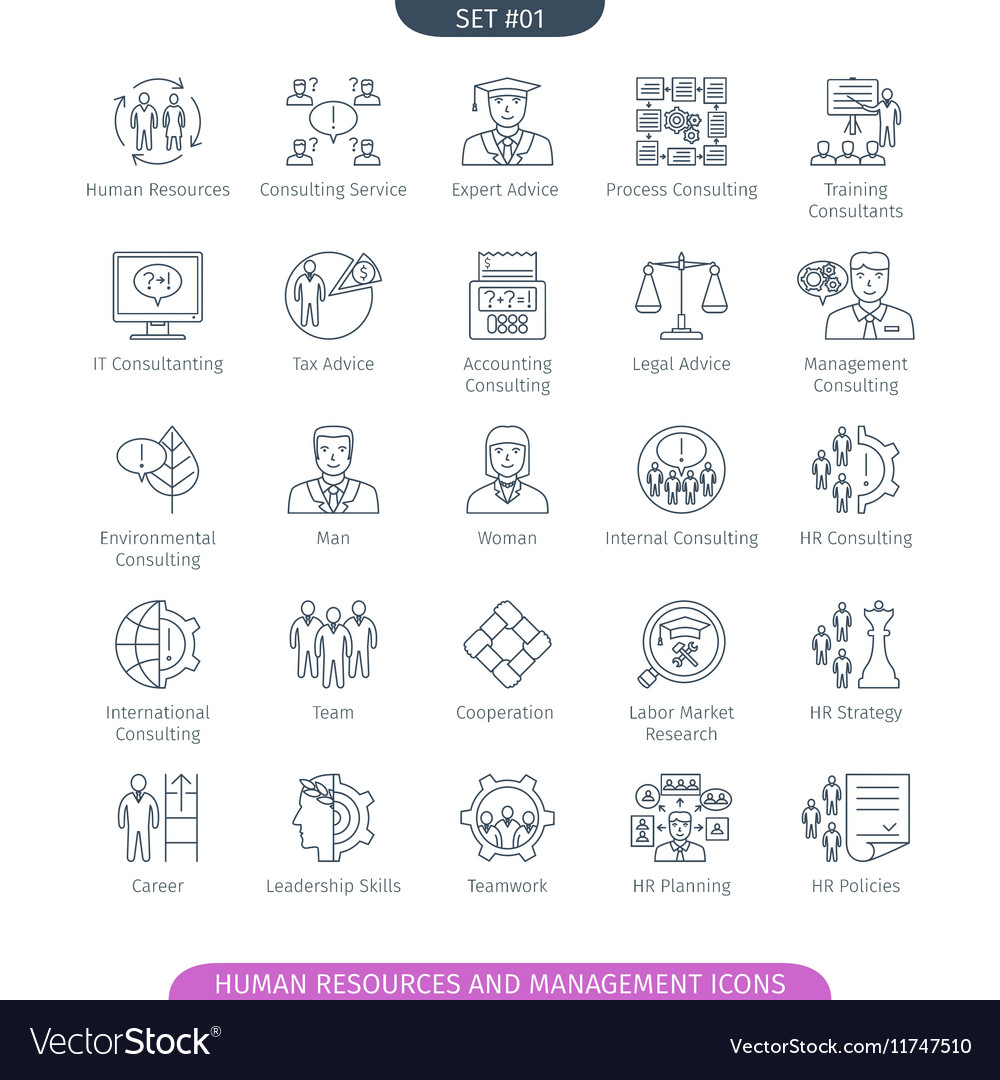 Human resources linear set 01 Royalty Free Vector Image