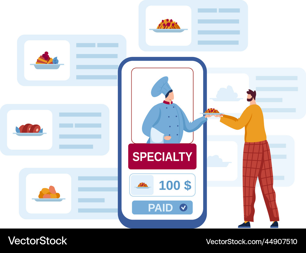 Internet mobile food delivery design icon flat Vector Image