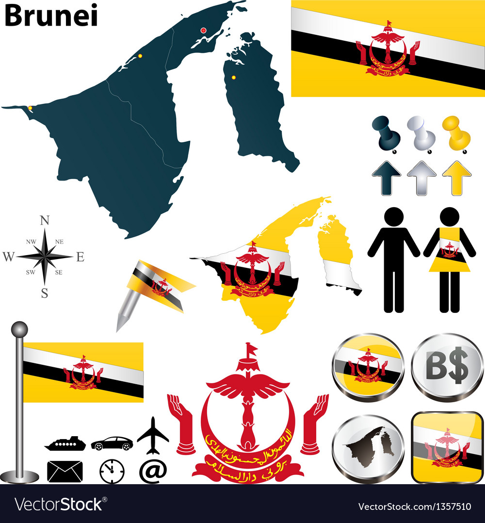 Map brunei Royalty Free Vector Image - VectorStock