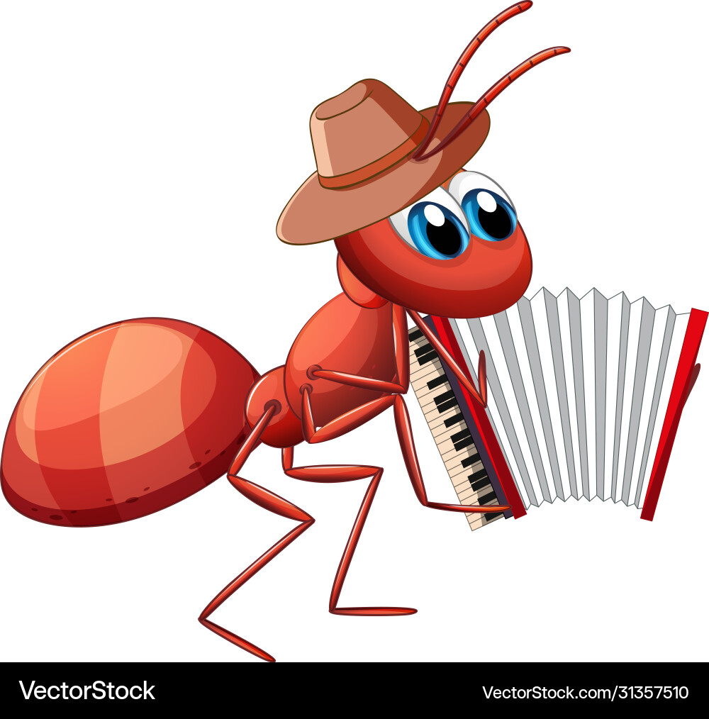 Mucian ant playing accordion Royalty Free Vector Image