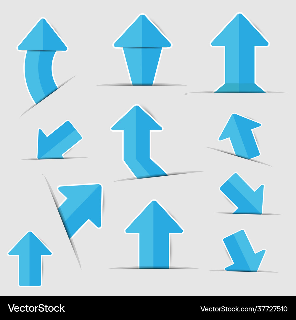 Red paper arrow stickers with shadows Royalty Free Vector