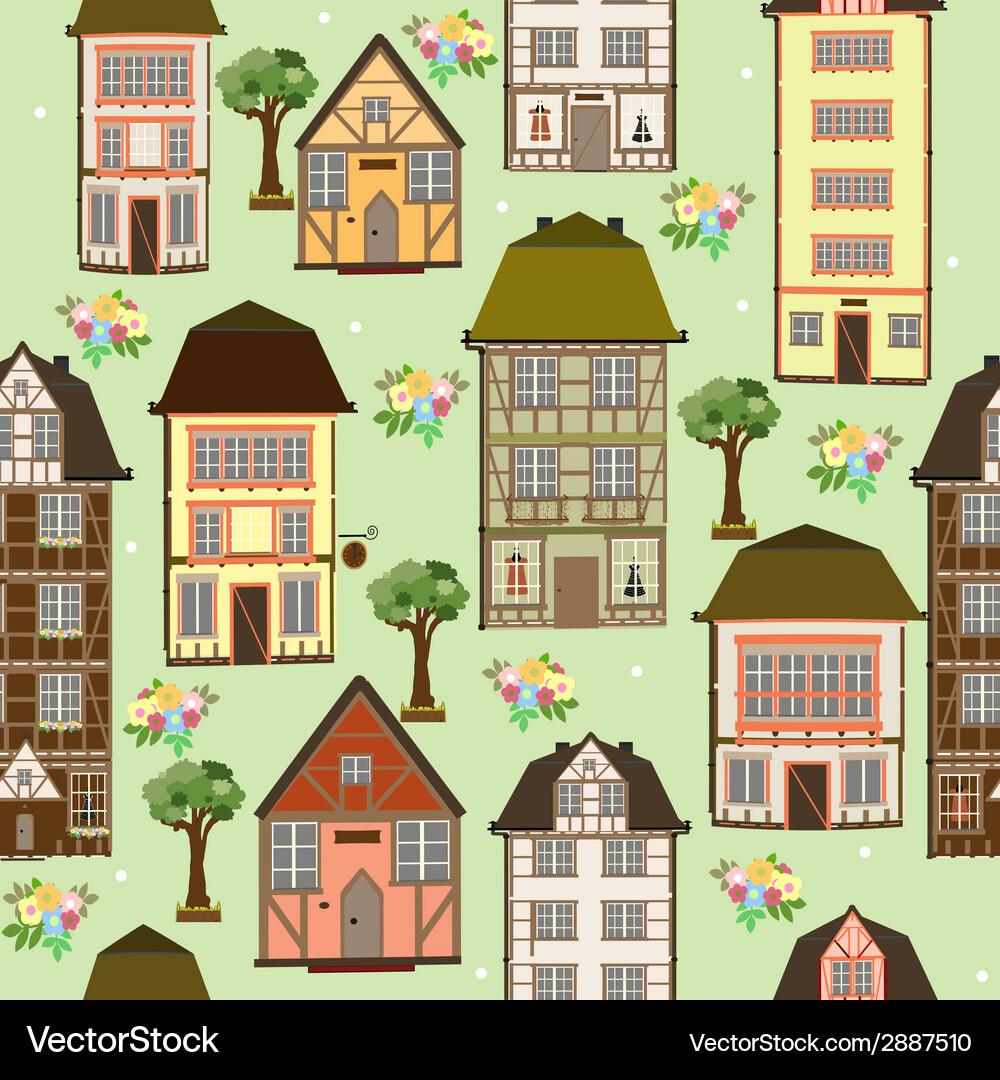 Seamless pattern of houses Royalty Free Vector Image
