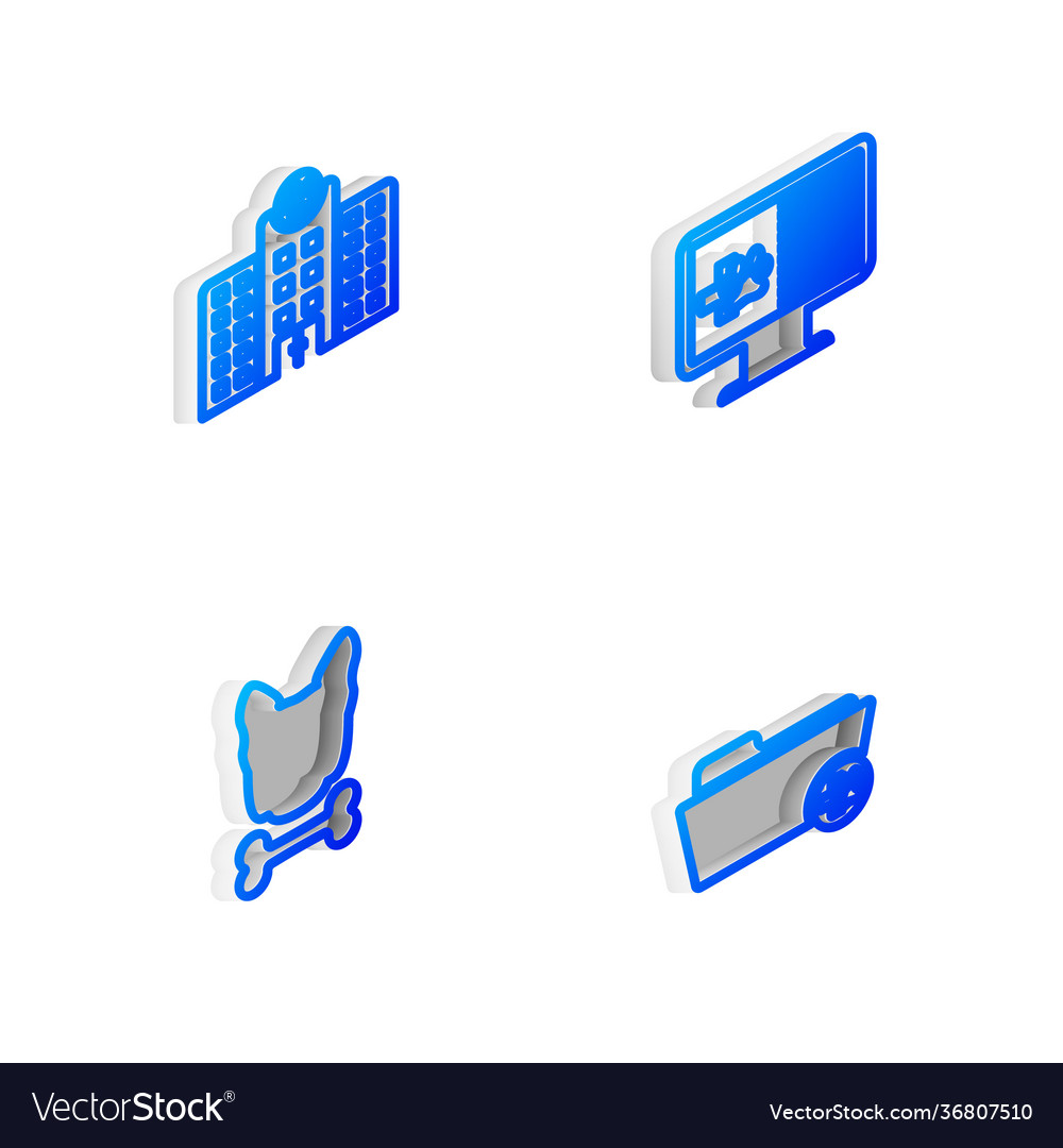 Set isometric line clinical record pet on monitor Vector Image Set isometric line clinical record pet on monitor Vector Image