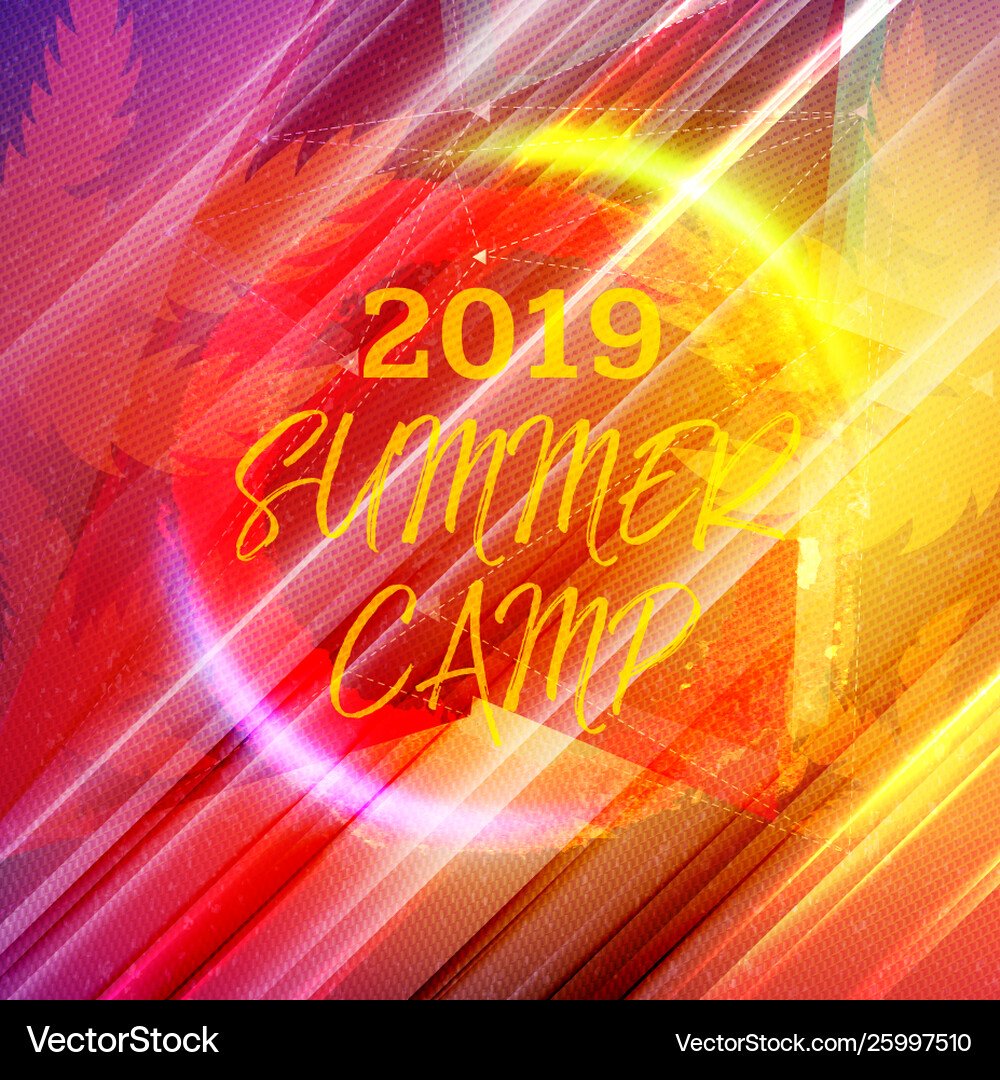 Summer camp poster design template with colorful Vector Image