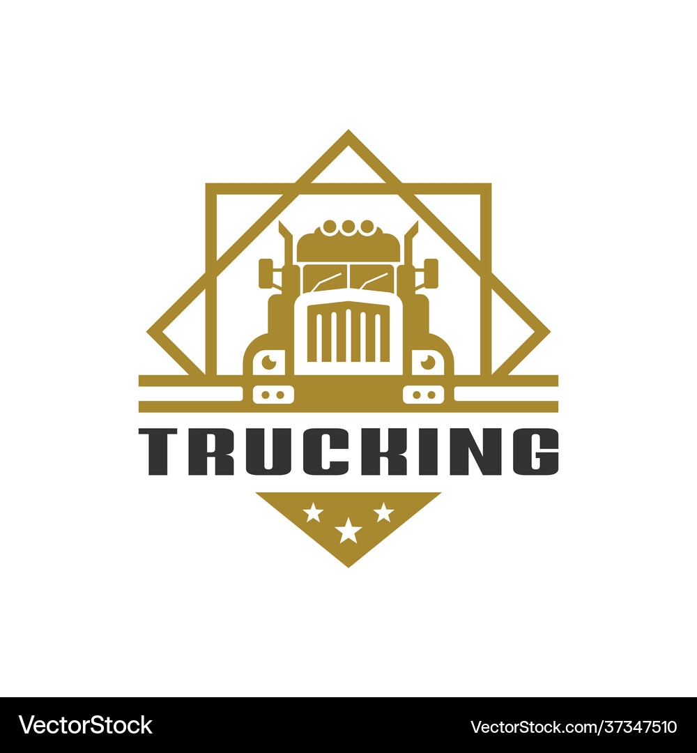 Transport truck shield logo Royalty Free Vector Image