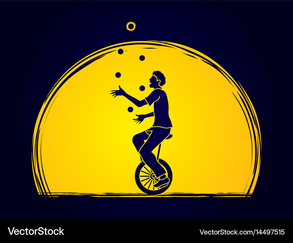 A man juggling balls while cycling on bicycle Vector Image