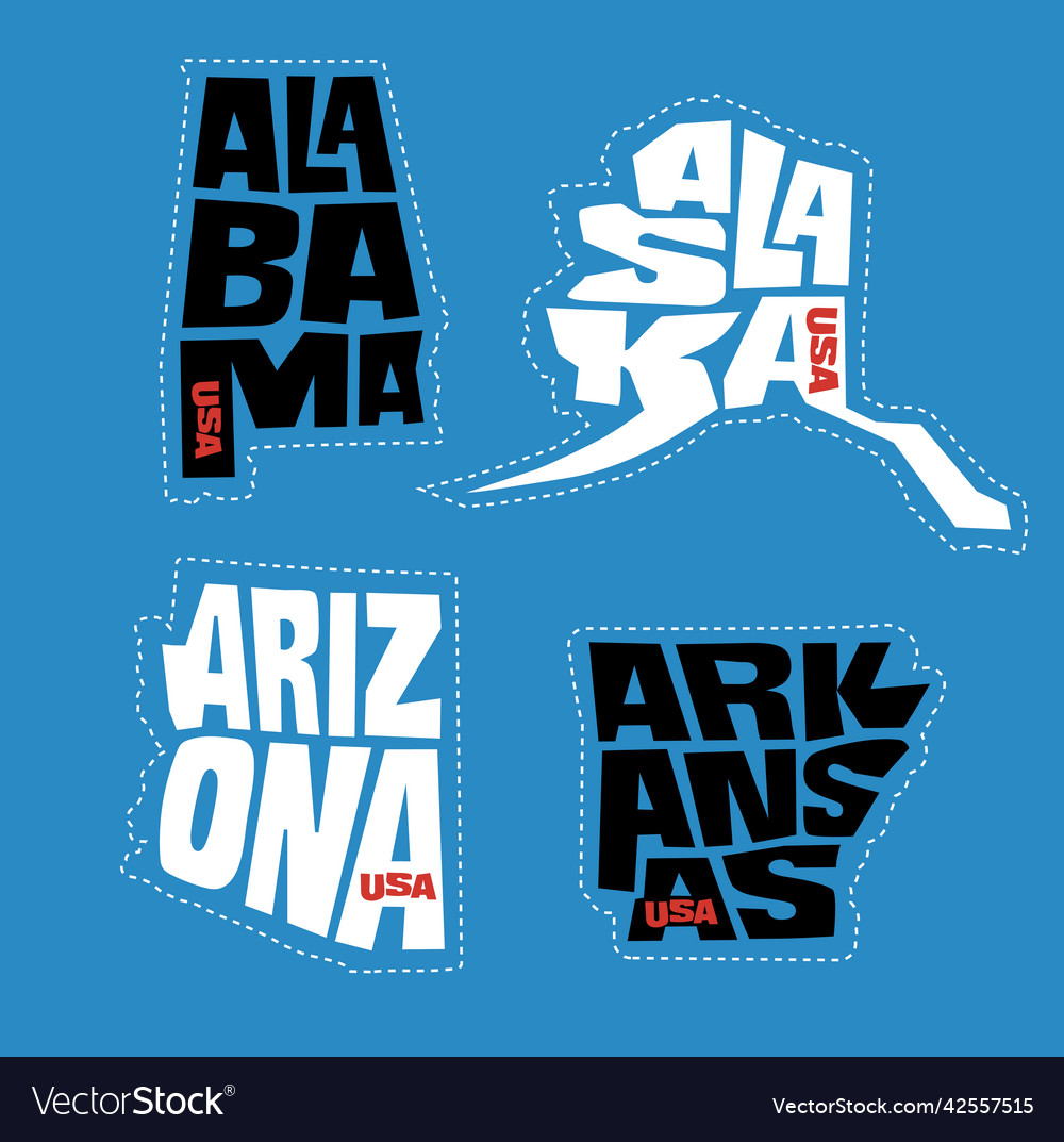 Alabama alaska arizona arkansas sticker designs Vector Image