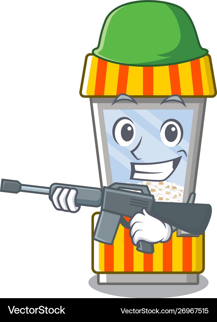 Army popcorn vending machine cartoon isolated Vector Image