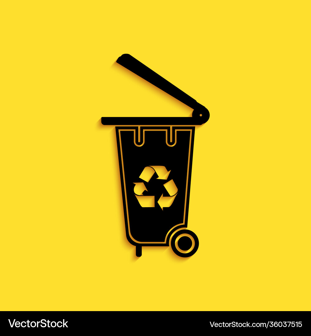 Black recycle bin with symbol icon Royalty Free Vector Image