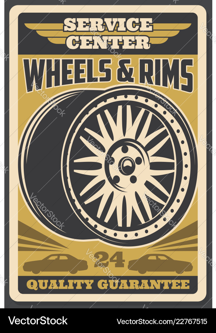 Car wheels and rims auto service Royalty Free Vector Image