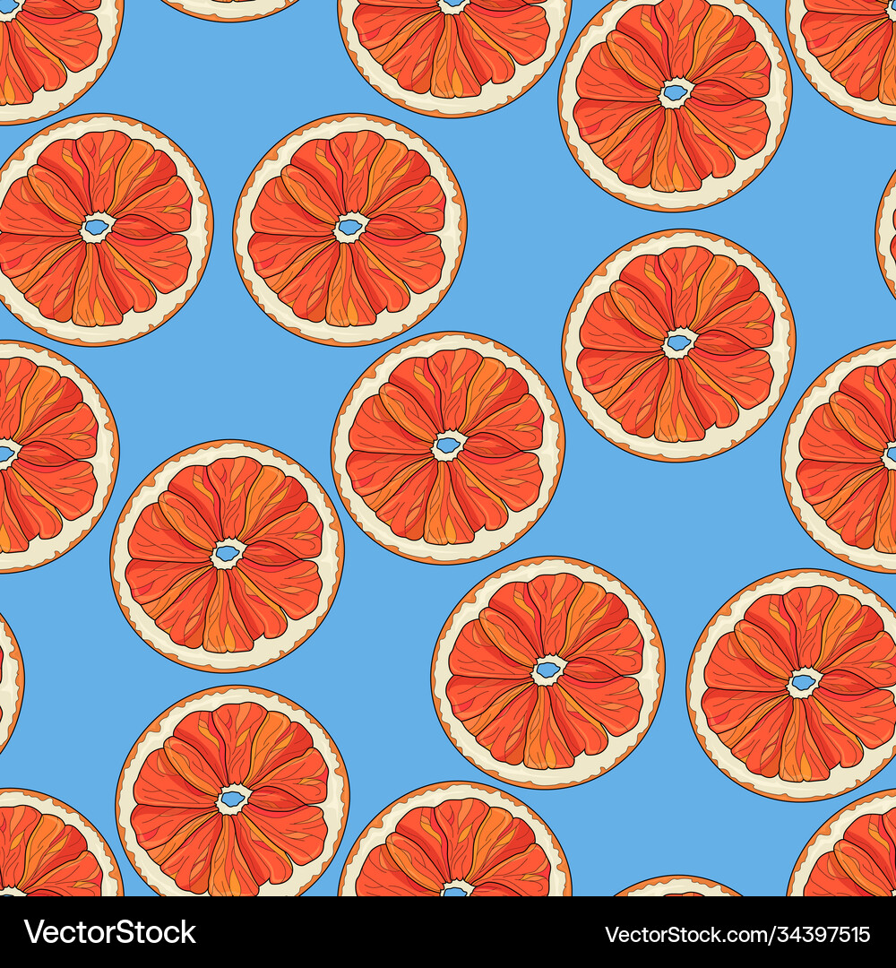 Cartoon blood orange slices seamless pattern Vector Image