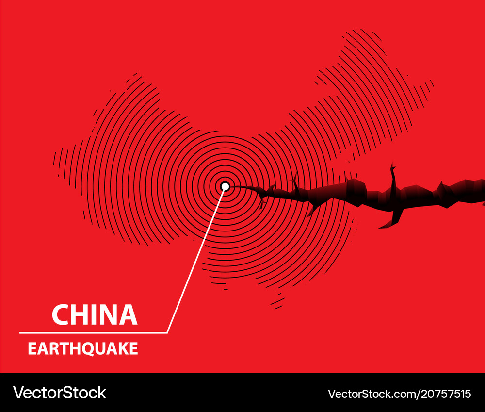 China earthquake concept on cracked map Royalty Free Vector