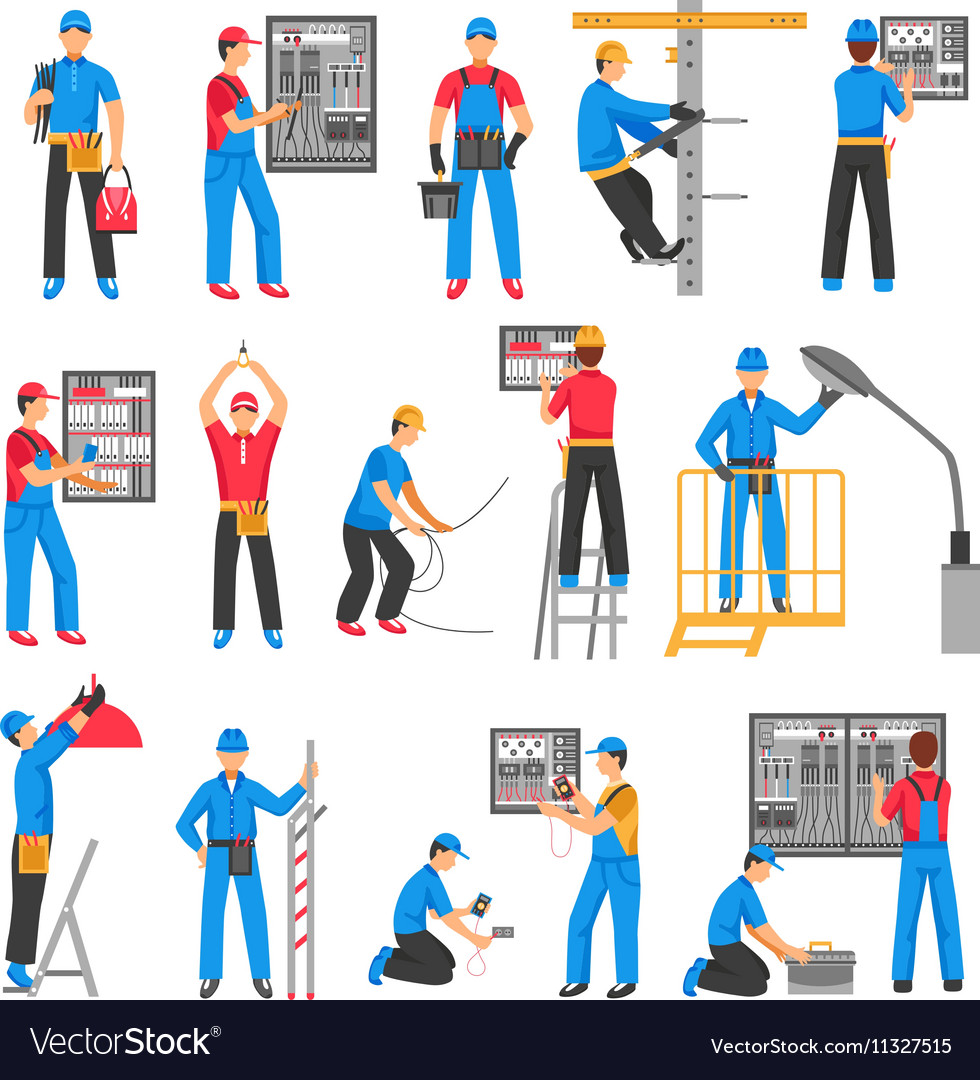Electric people decorative icons set Royalty Free Vector Electric people decorative icons set Royalty Free Vector