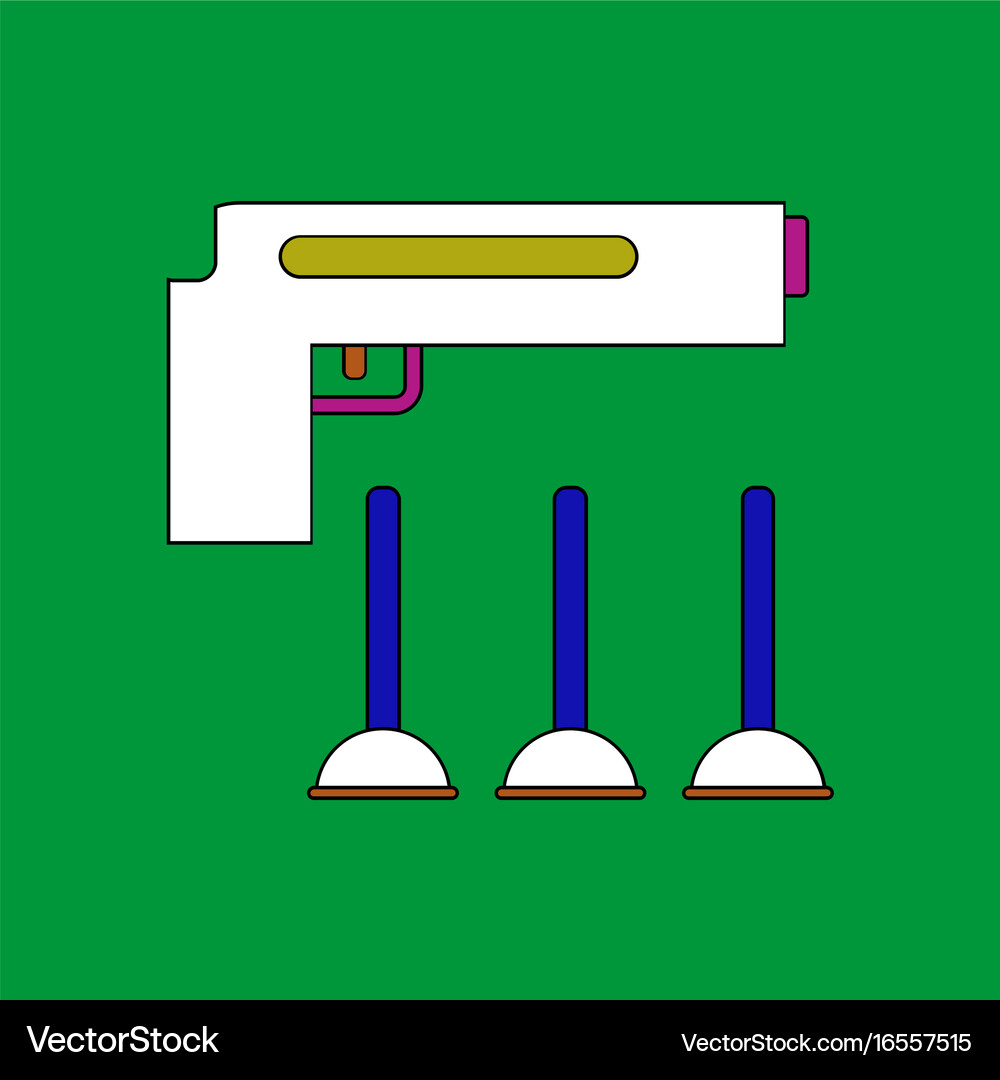 Flat icon design collection toy gun Royalty Free Vector