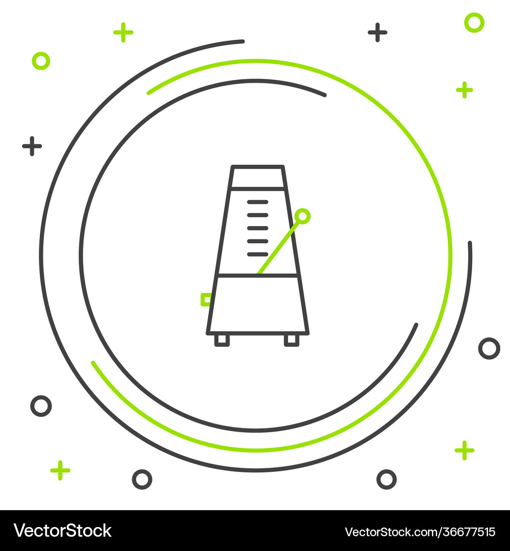 Line classic metronome with pendulum in motion Vector Image