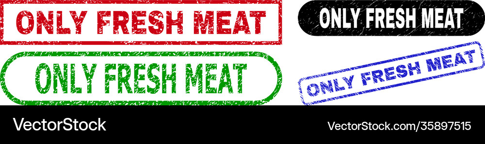 Only fresh meat rectangle stamps with unclean Vector Image
