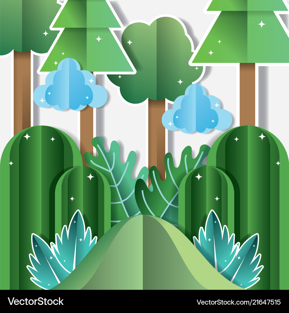 Paper landscape cartoons Royalty Free Vector Image