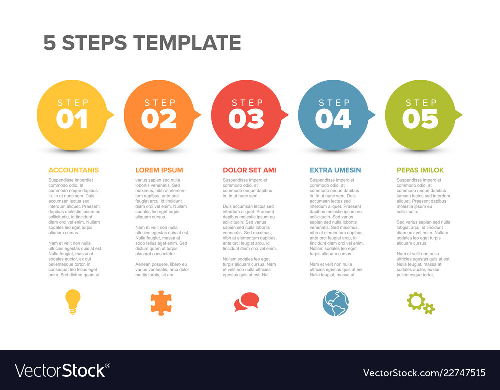Progress five steps template Royalty Free Vector Image