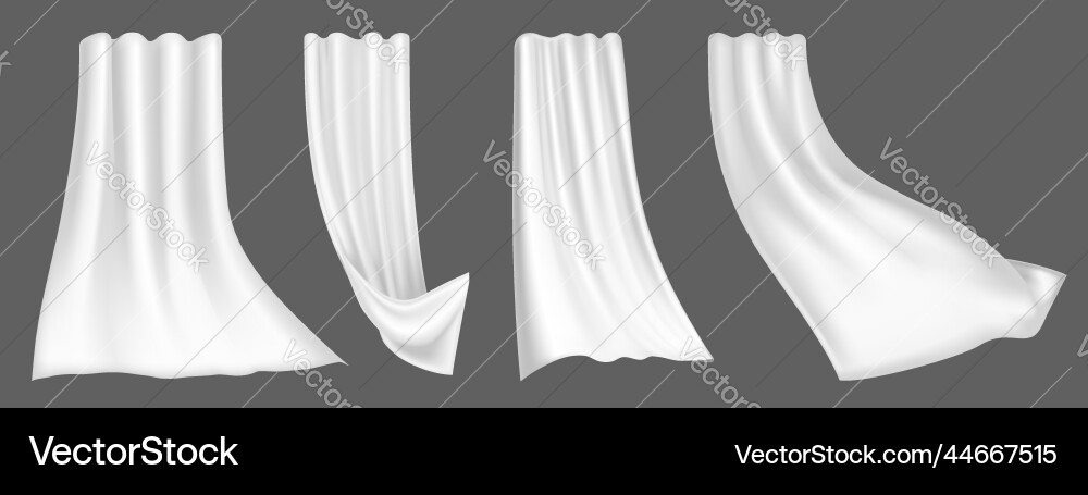 Realistic fluttering window curtains hang cloths Vector Image