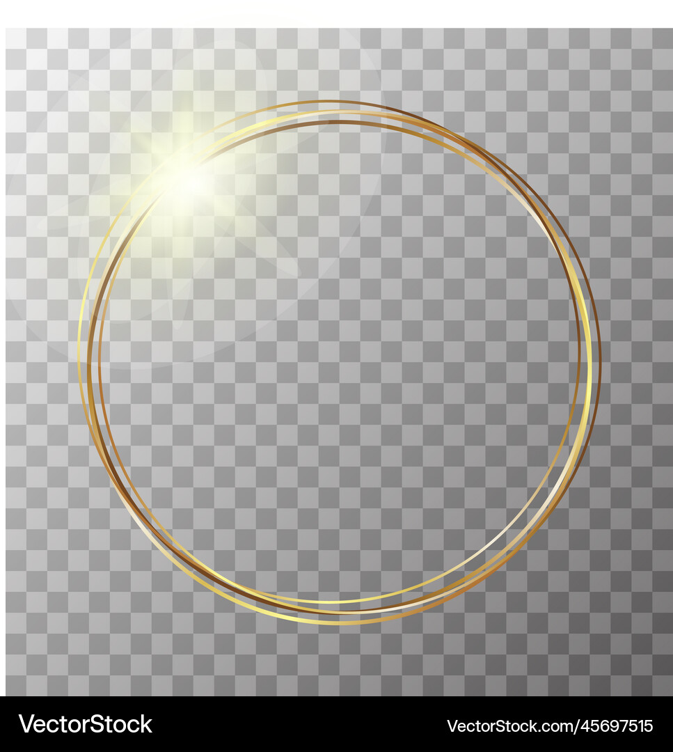 Round gold frame insulated on a transparent Vector Image