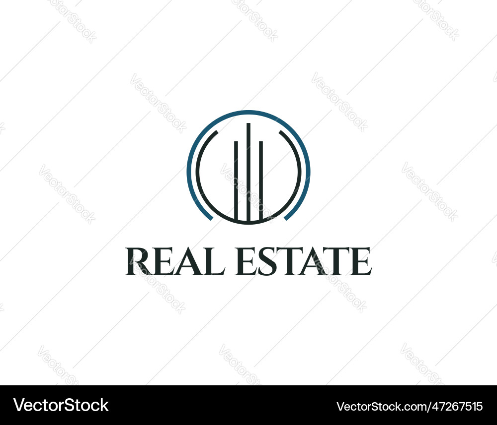 Simple circle real estate logo design template Vector Image