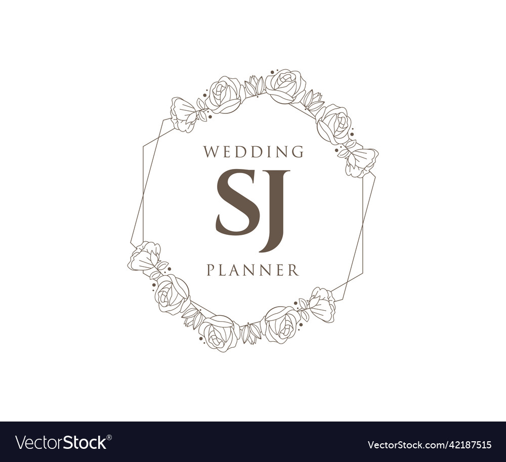 Sj initials letter wedding monogram logos Vector Image