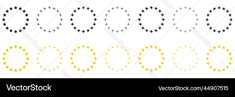 Stars in circle shape silhouette icon set modern Vector Image