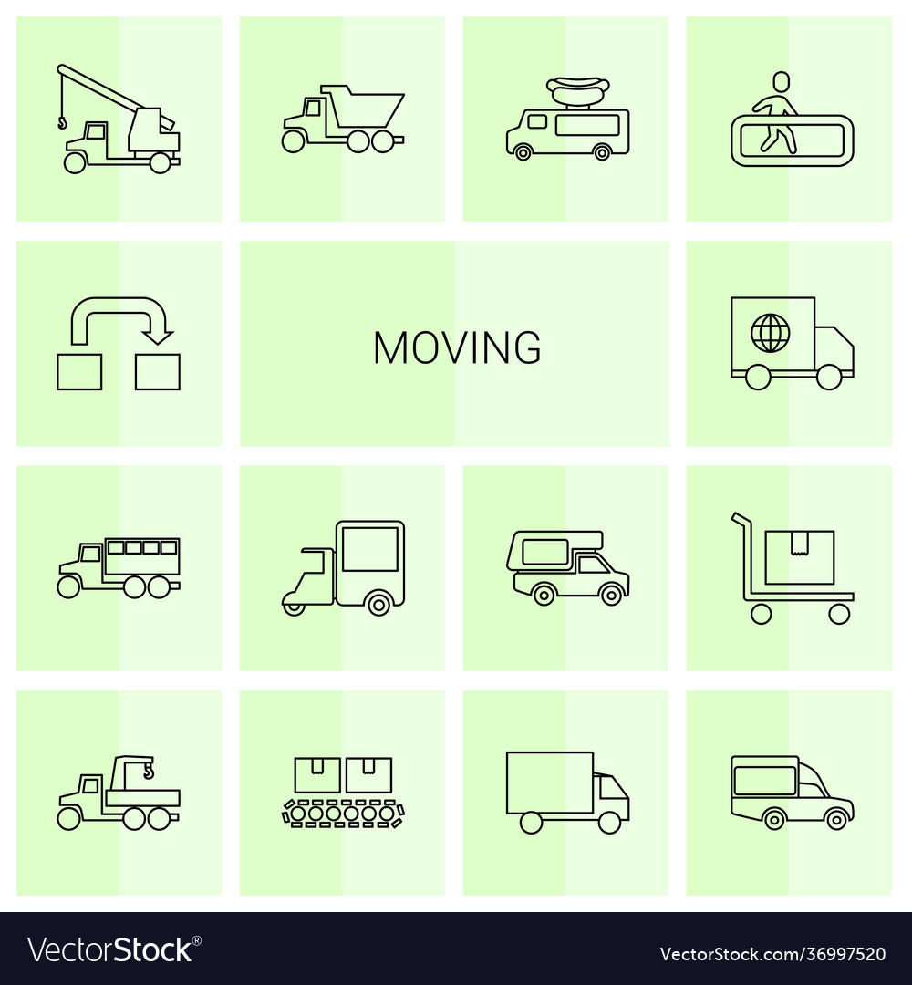 14 moving icons Royalty Free Vector Image - VectorStock