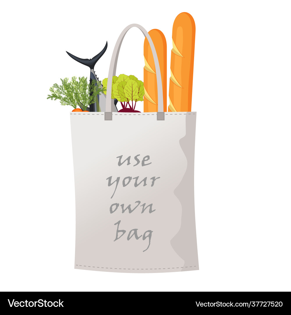 Bag with food isolated on white back Royalty Free Vector