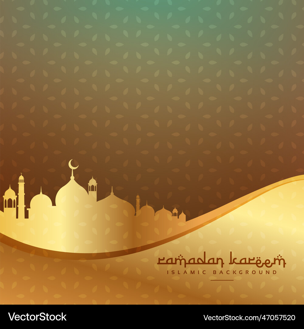 Beautiful islamic background with golden mosque Vector Image