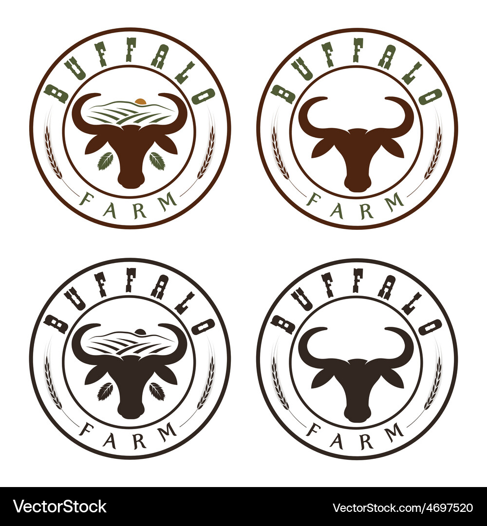 Buffalo farm vintage labels set Royalty Free Vector Image