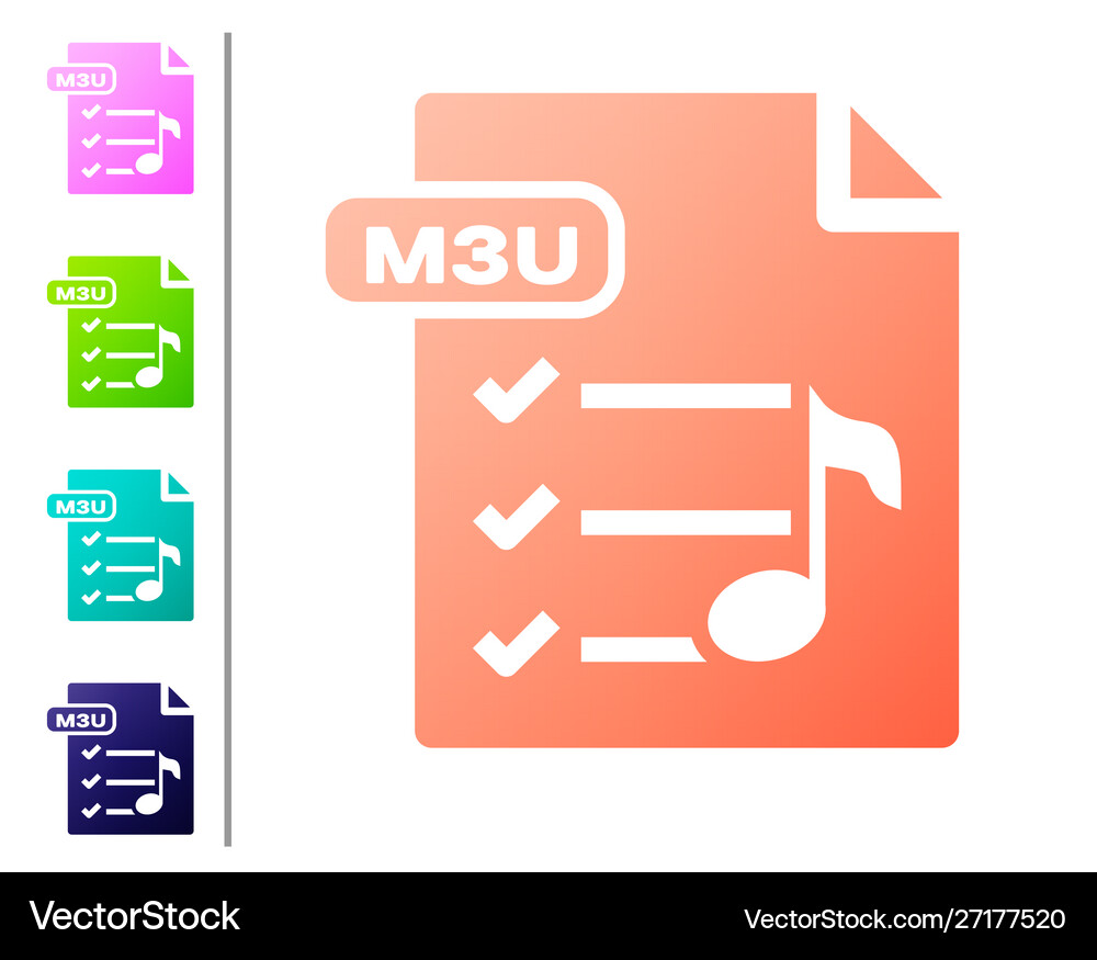 Coral m3u file document download m3u button icon Vector Image
