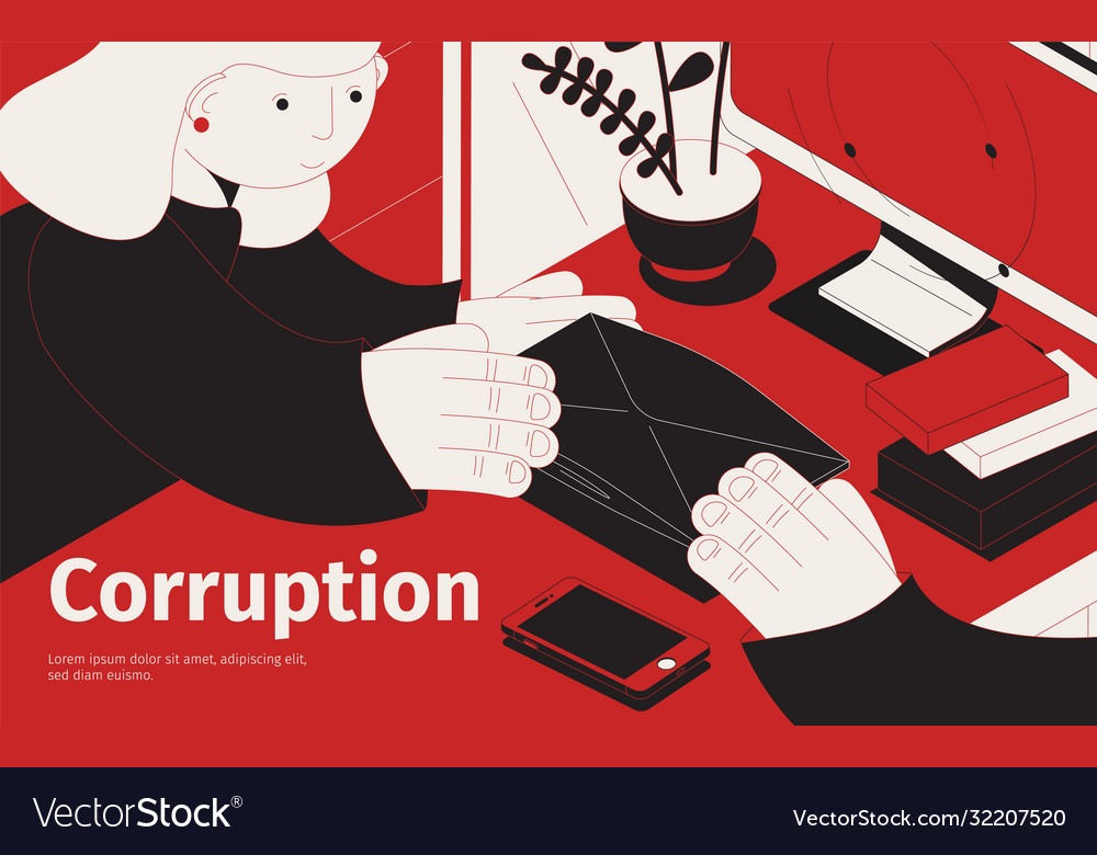 Corruption isometric composition Royalty Free Vector Image