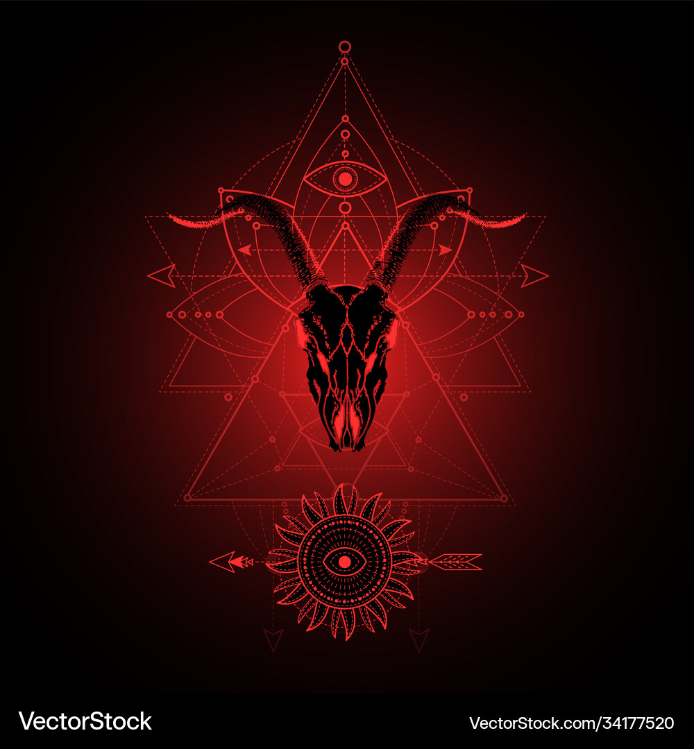 Goat skull and sacred symbol Royalty Free Vector Image