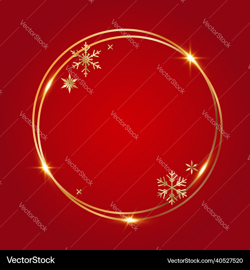 Golden shiny glowing blank christmas frame Vector Image