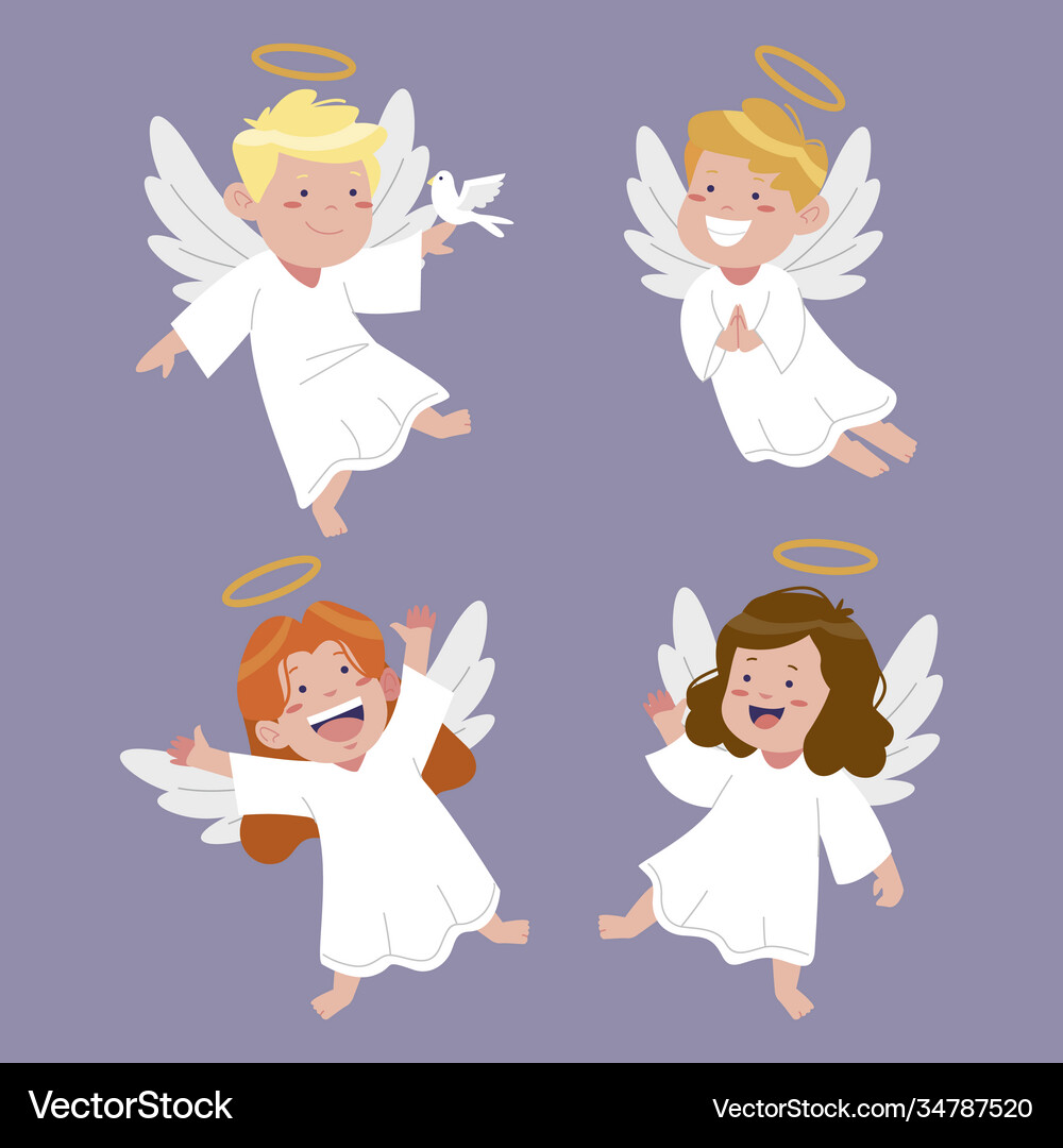 Hand drawn christmas angel collection Royalty Free Vector