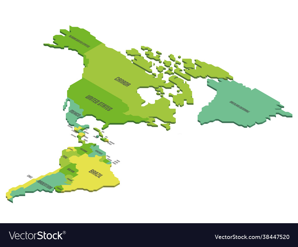Isometric political map americas Royalty Free Vector Image Isometric political map americas Royalty Free Vector Image