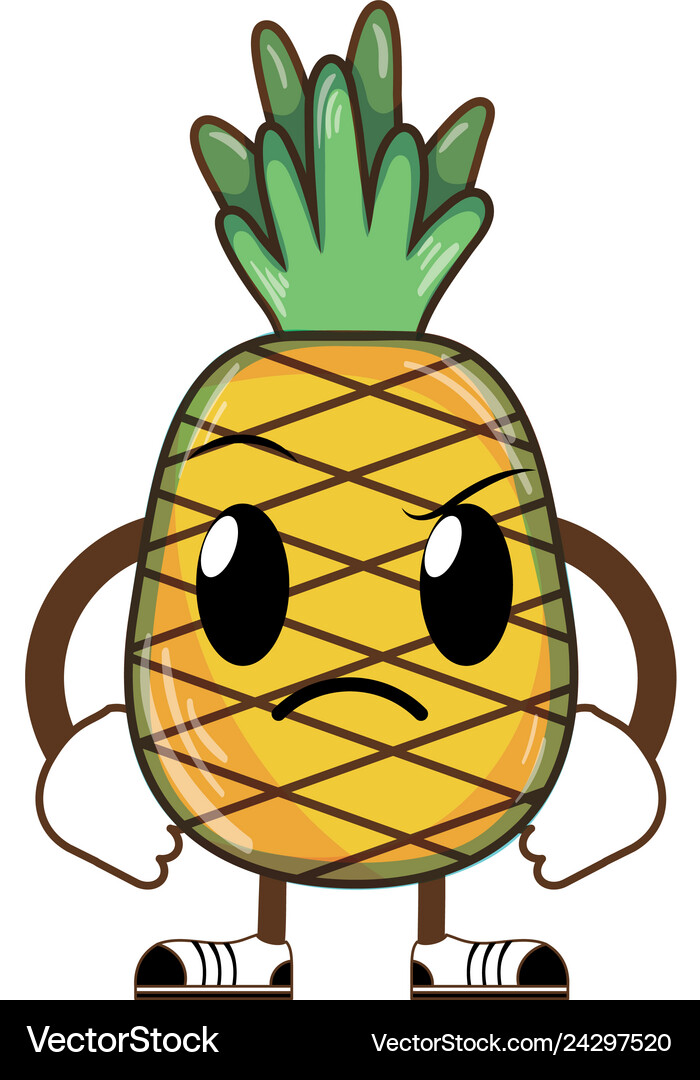 Kawaii sad delicious pineapple fruit Royalty Free Vector