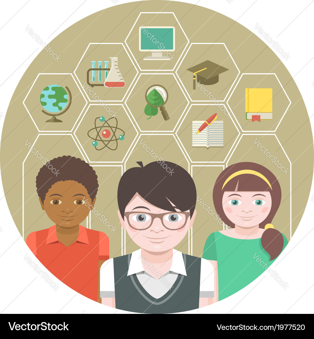 Kids and School Subjects Royalty Free Vector Image