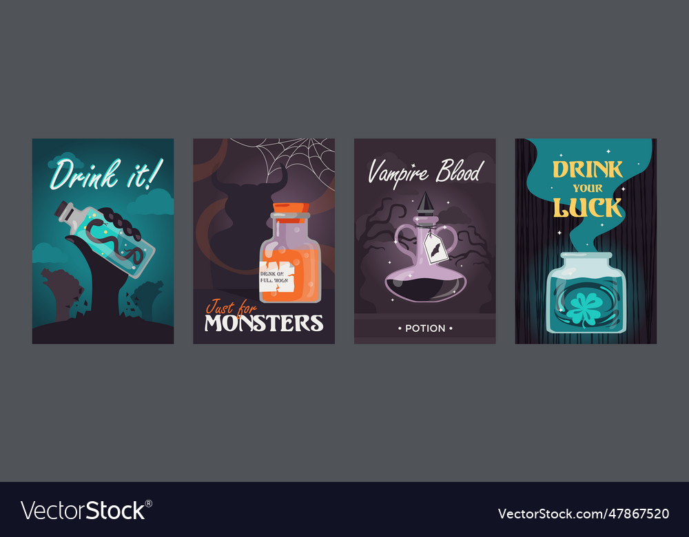Potion posters set Royalty Free Vector Image - VectorStock