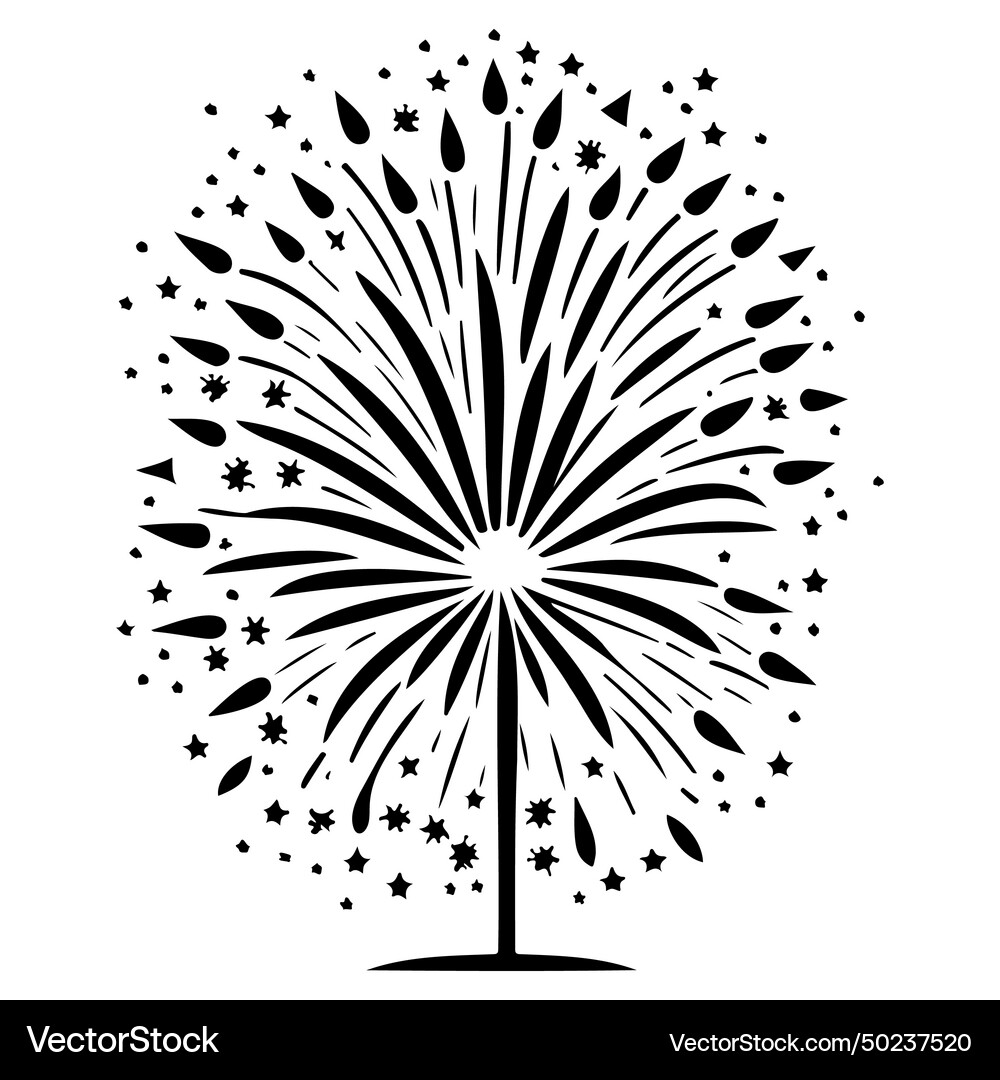 Shining firework with stars sketch hand draw Vector Image