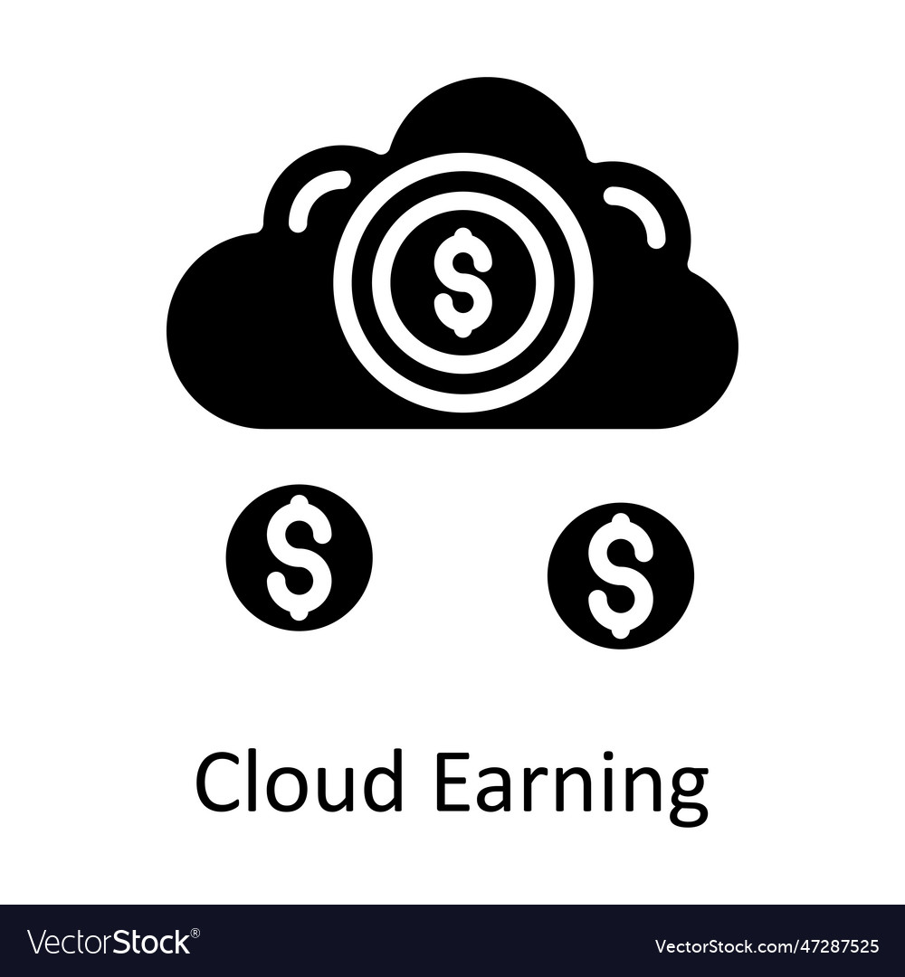 Cloud earning solid icon design Royalty Free Vector Image