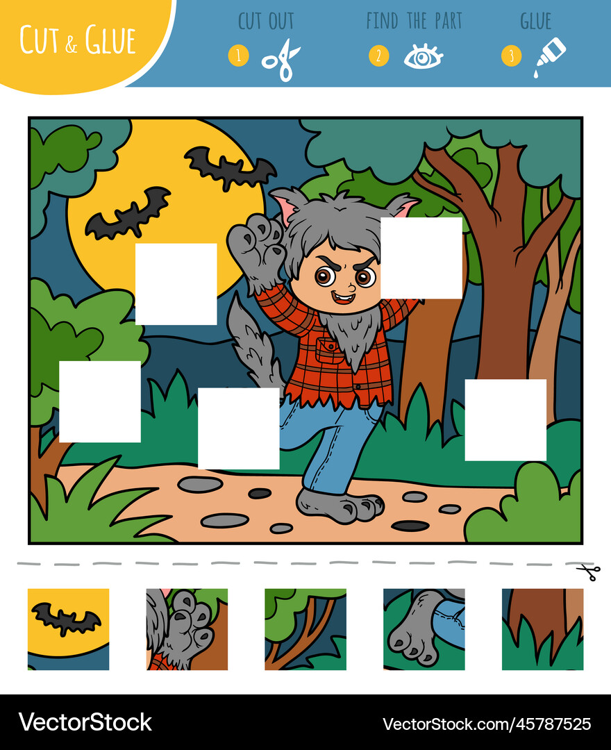 Find the missing pieces jigsaw puzzle game cut Vector Image