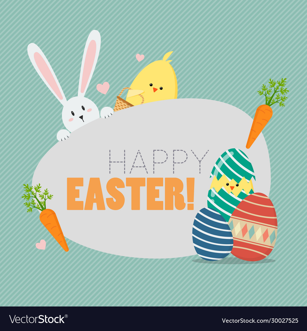 Happy easter with easter elements Royalty Free Vector Image