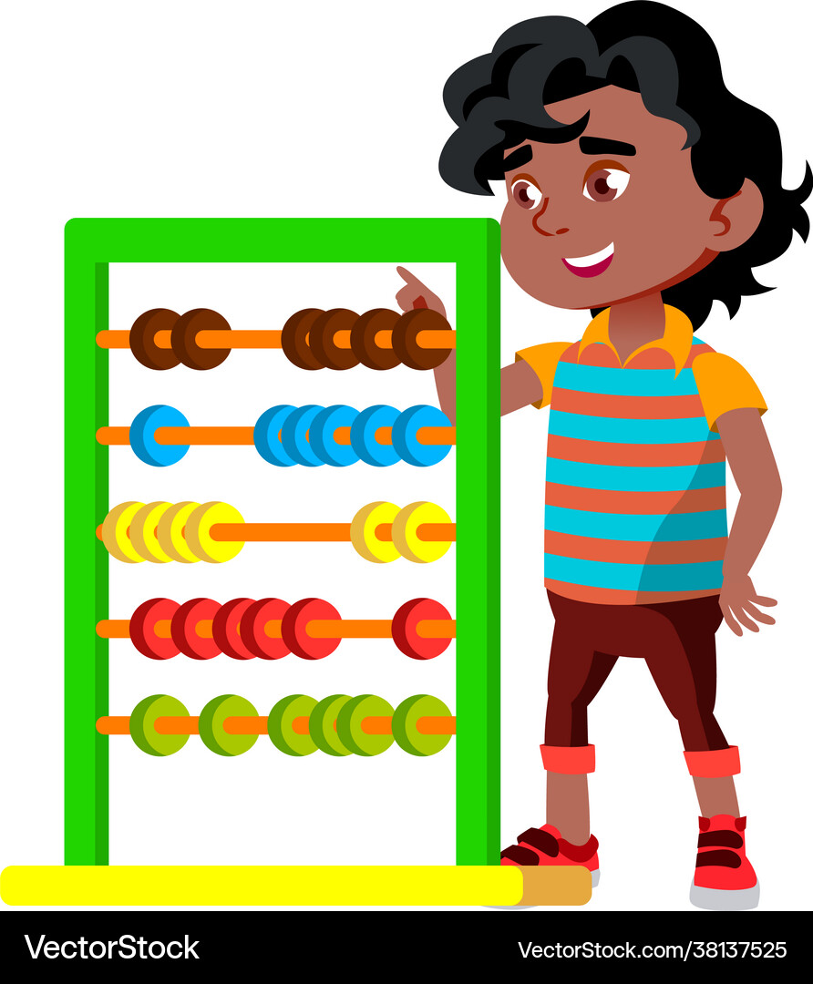 Indian boy counting at mathematic lesson cartoon Vector Image