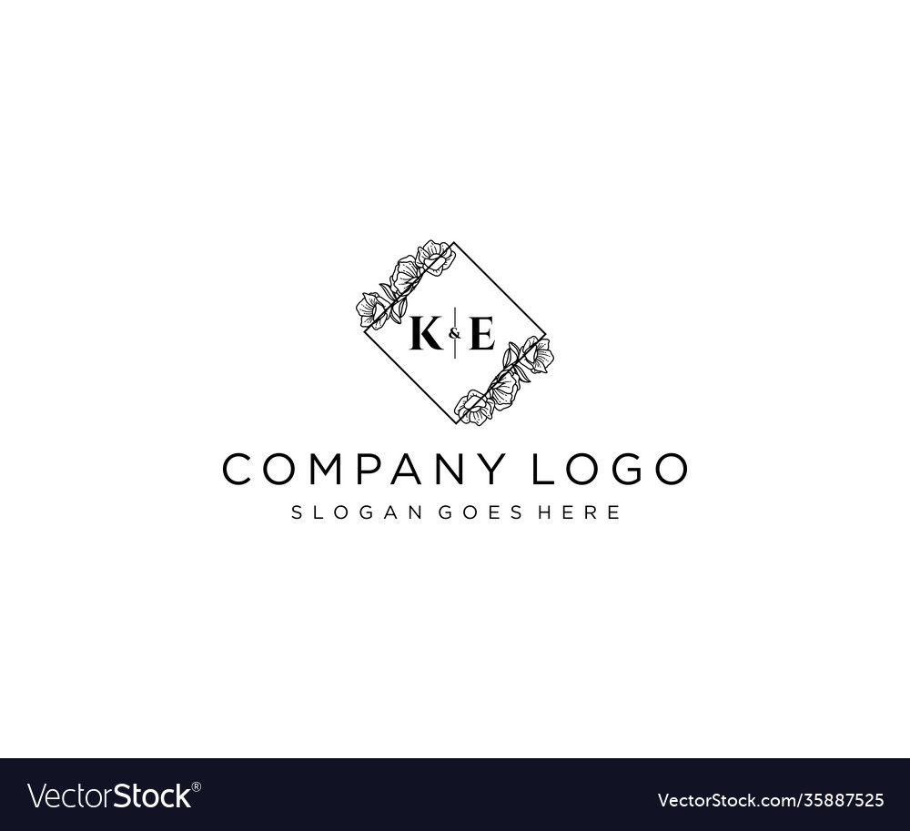 Initial ke letters botanical feminine logo Vector Image Initial ke letters botanical feminine logo Vector Image
