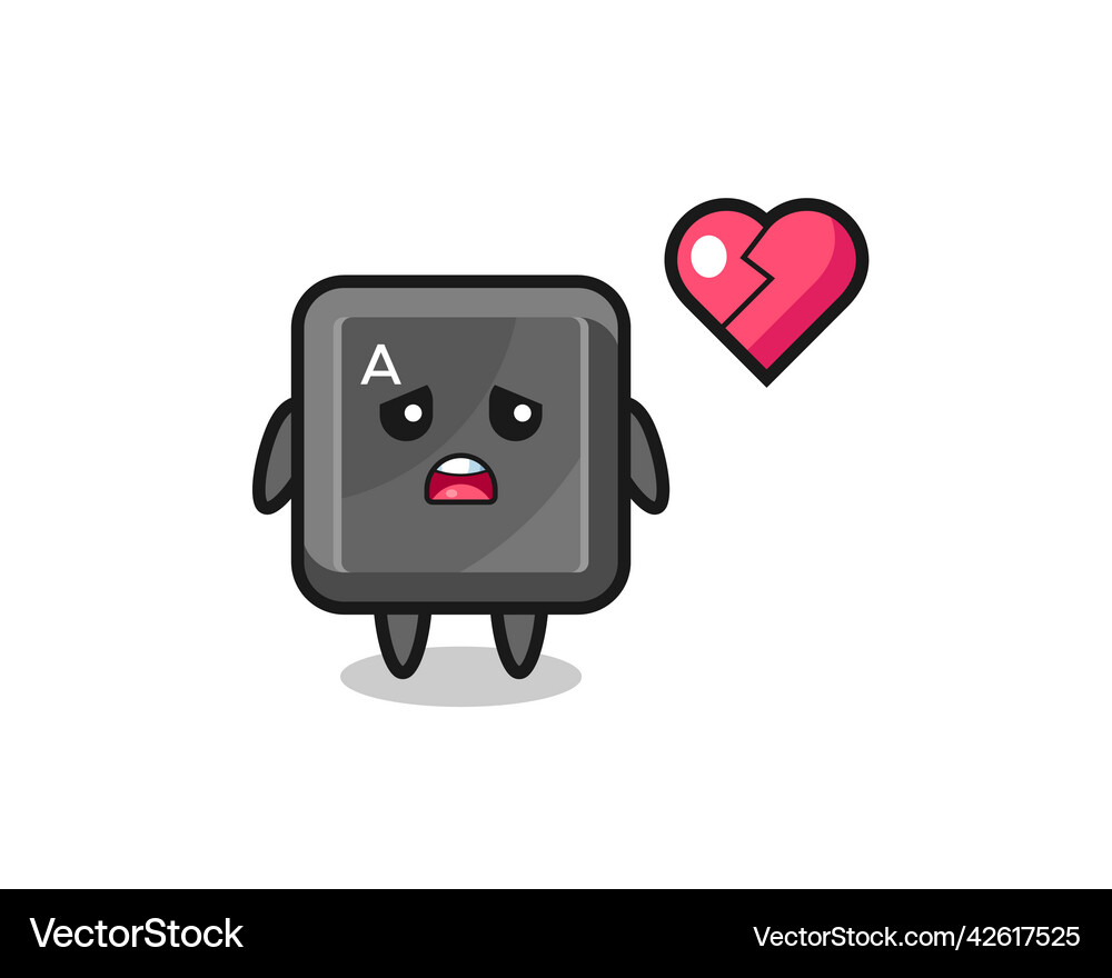 Keyboard button cartoon is broken heart Royalty Free Vector