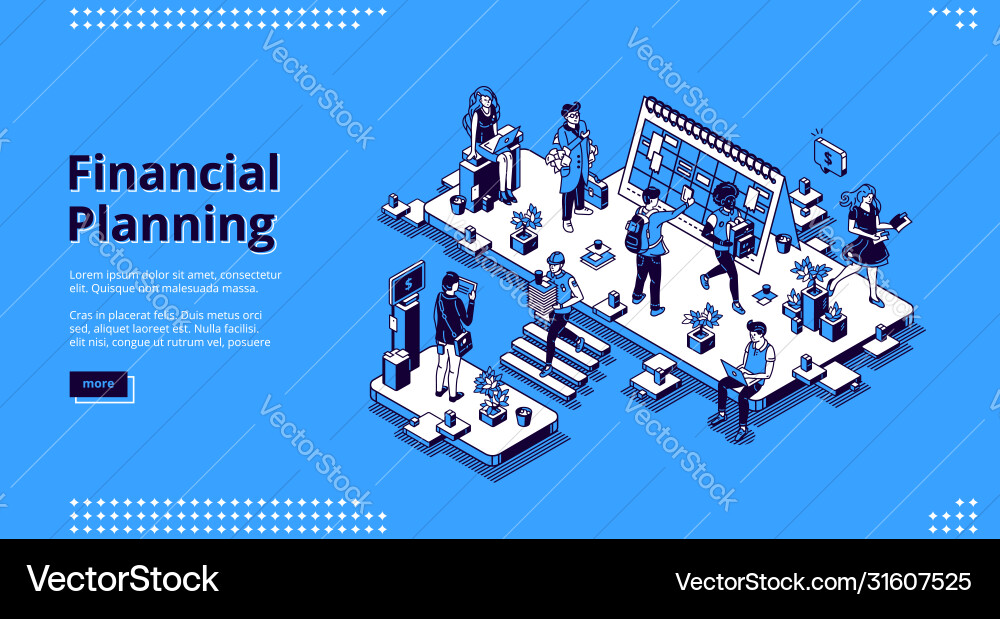 Landing page financial planning Royalty Free Vector Image