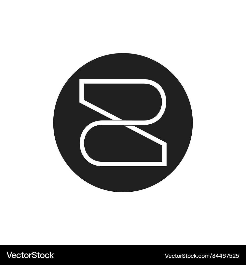 Letter z number 2 infinity line logo Royalty Free Vector
