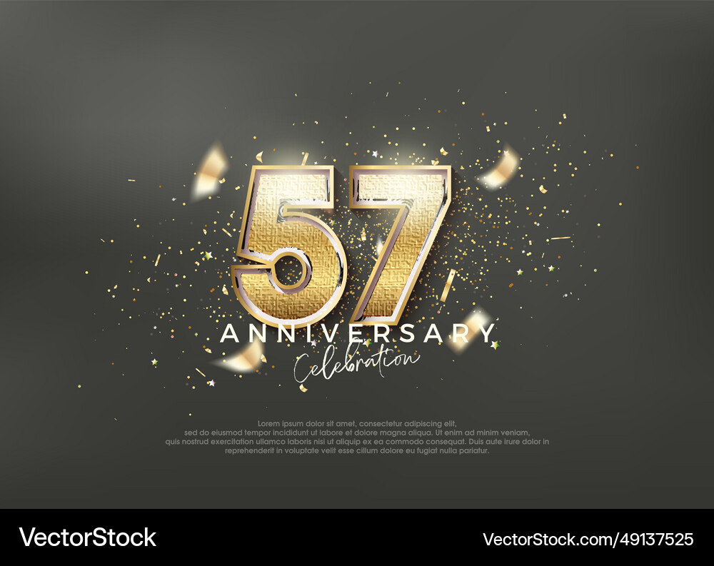 Luxurious and elegant number 57th premium design Vector Image